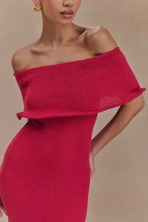 Meshki Molly Off Shoulder Knit Midi Dress