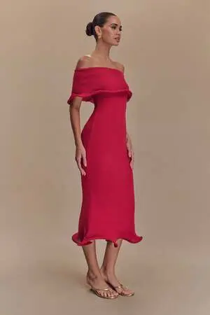 Meshki Molly Off Shoulder Knit Midi Dress