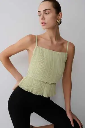 Meshki Lilou Pleated Sleeveless Top - Sage