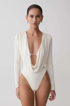 Meshki Ren Cowl Long Sleeve Slinky Bodysuit
