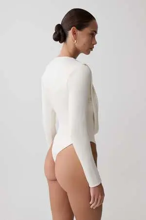 Meshki Ren Cowl Long Sleeve Slinky Bodysuit