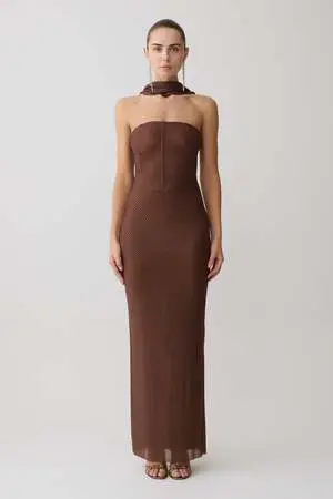 Meshki Phi Multi/wear Cowl Diamante Maxi Dress