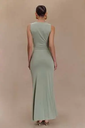 Meshki Beck Plunge Maxi Dress With Floral Hardware