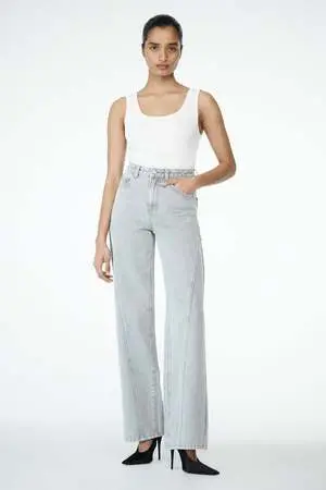 Meshki Georgette Mid Rise Paneled Denim Jeans