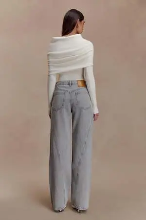 Meshki Georgette Mid Rise Paneled Denim Jeans