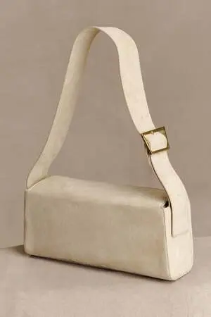 Meshki Maria Faux Suede Shoulder Bag - Stone