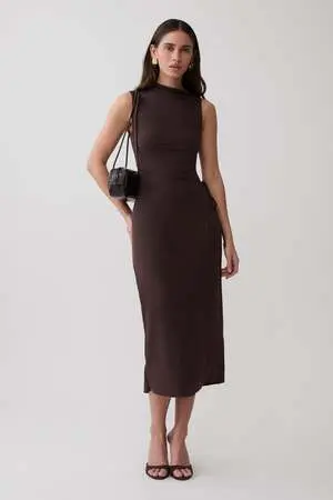 Meshki Euphemia Cupro Midi Wrap Dress - Brown