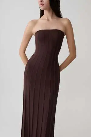Meshki Pia Ribbed Strapless Maxi Dress
