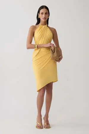 Meshki Yuna Draped Hardware Midi Dress