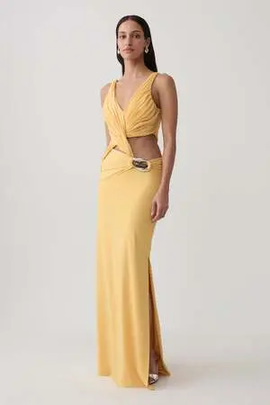 Meshki Klein Draped Jersey Gown With Hardware