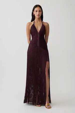 Meshki Tiffany Fringe Maxi Dress - Red