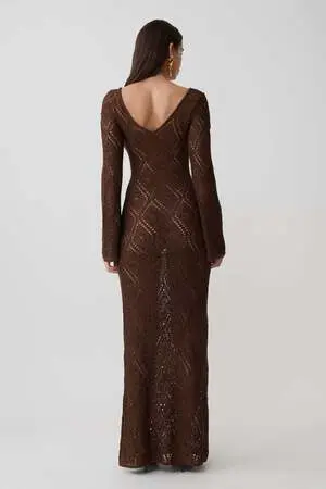 Meshki Chelsea Lurex Crochet Maxi Dress