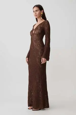 Meshki Chelsea Lurex Crochet Maxi Dress