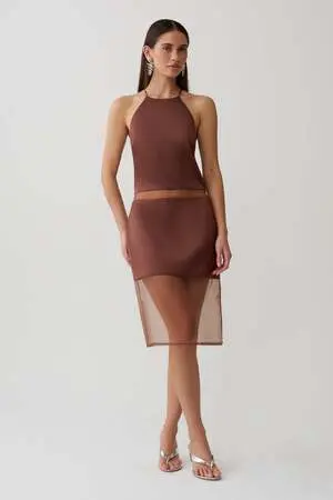 Meshki Priscilla Sheer Halter Midi Dress