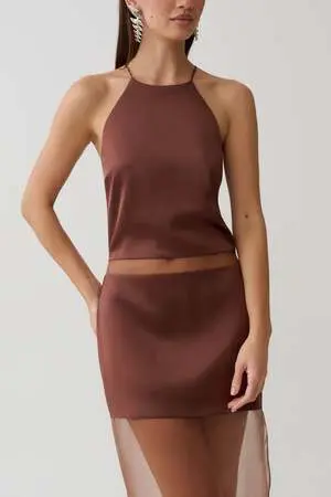 Meshki Priscilla Sheer Halter Midi Dress