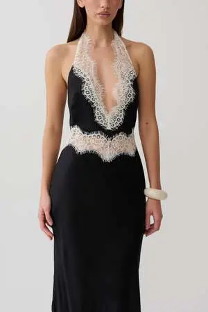 Meshki Louise Satin And Lace Maxi Dress