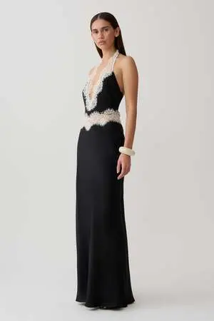 Meshki Louise Satin And Lace Maxi Dress