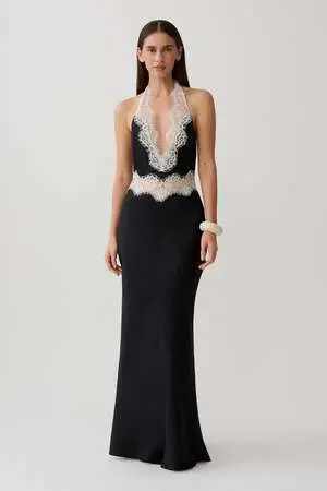 Meshki Louise Satin And Lace Maxi Dress