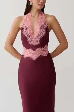 Meshki Louise Satin And Lace Maxi Dress