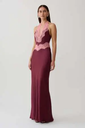 Meshki Louise Satin And Lace Maxi Dress