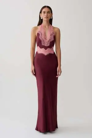 Meshki Louise Satin And Lace Maxi Dress