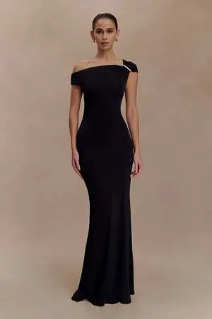 Meshki Kinsley Slinky Maxi Dress With Hardware - Black