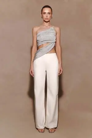 Meshki Corah Lurex Drape Knit Top - Silver