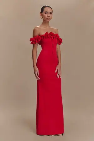 Meshki Nova Ruffle Off Shoulder Maxi Dress