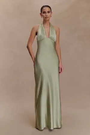 Meshki Alice Satin Halter Maxi Dress