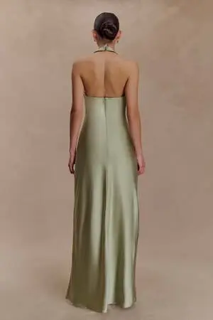 Meshki Alice Satin Halter Maxi Dress