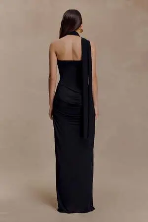 Meshki Mattea Slinky And Mesh Maxi Dress With Scarf