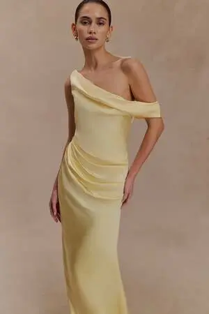 Meshki Dalia Off Shoulder Satin Maxi Dress