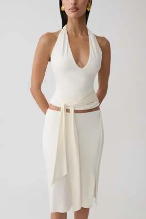 Meshki Elio Peached Jersey Midi Skirt