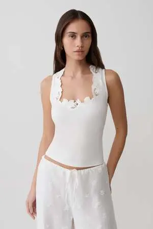 Meshki Vianna Broderie Ribbed Tank Top