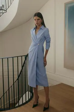 Meshki Mikaila Asymmetric Shirt Dress - Blue