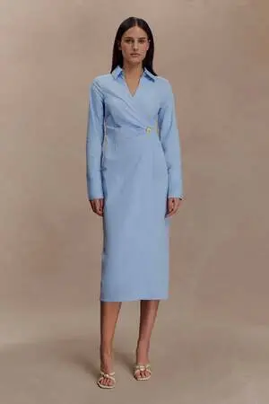 Meshki Mikaila Asymmetric Shirt Dress - Blue