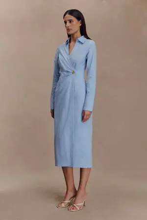 Meshki Mikaila Asymmetric Shirt Dress - Blue