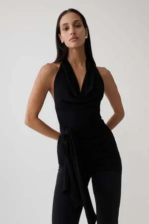 Meshki Dolorres Front Tie Halter Top