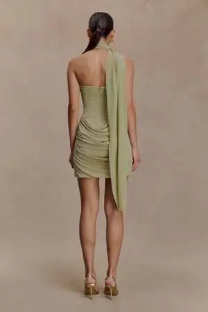 Meshki Mattea Slinky And Mesh Mini Dress With Scarf