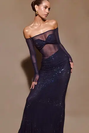 Meshki Nash Diamante Off Shoulder Maxi Dress