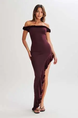 Meshki Arielle Off Shoulder Ruffle Midi Dress