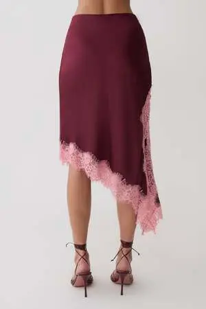 Meshki Amber Satin And Lace Midi Skirt