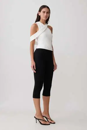 Meshki Sable Crossover Crepe Halter Top