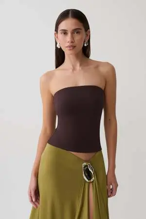 Meshki Harley Strapless Bandeau Top - Chocolate