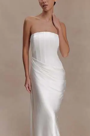Meshki Grace Strapless Draped Waist Maxi Dress