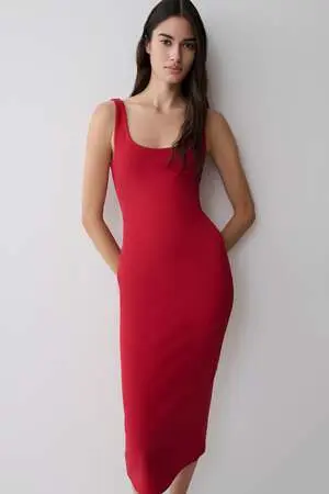 Meshki Allyra Scoop Stretch Crepe Midi Dress