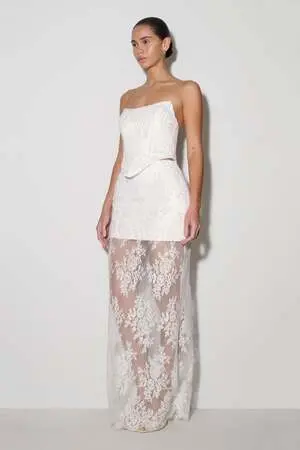 Meshki Camille Beaded Satin And Lace Maxi Skirt