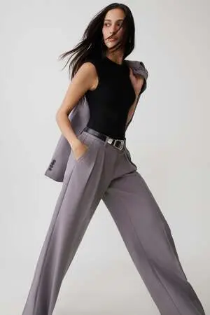 Meshki Phoebe Straight Leg Suiting Pants - Grey
