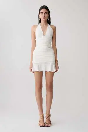 Meshki Peregrine Modal Halter Mini Dress - Ivory