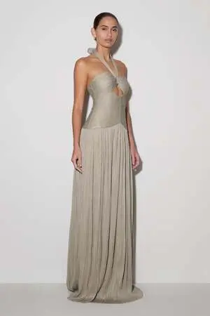 Meshki Juliette Pleated Chiffon Maxi Dress